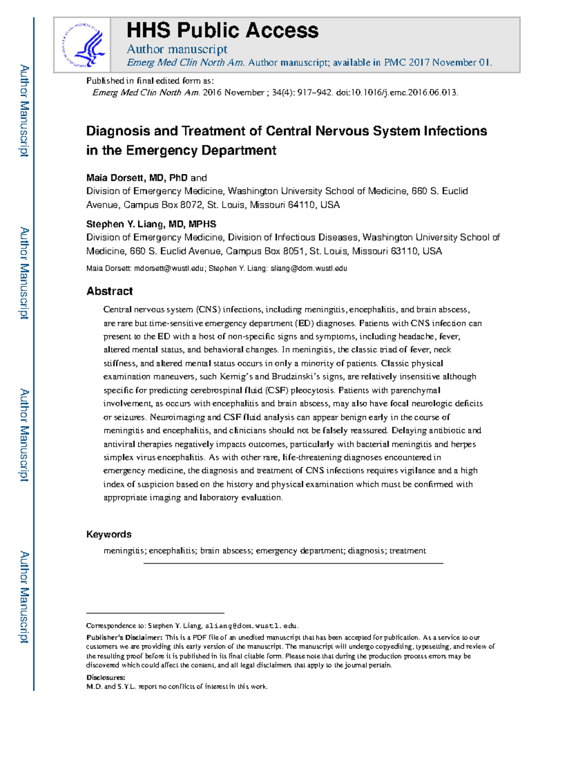 Diagnosis and Treatment of CNS Infections in Emergency Medicine (URG ...