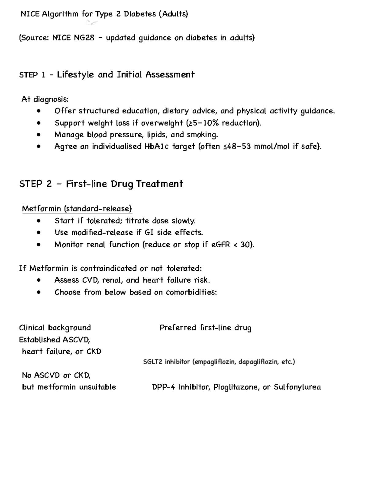 NICE NG28 Guidelines for Type 2 Diabetes Management (Adults) - Studocu