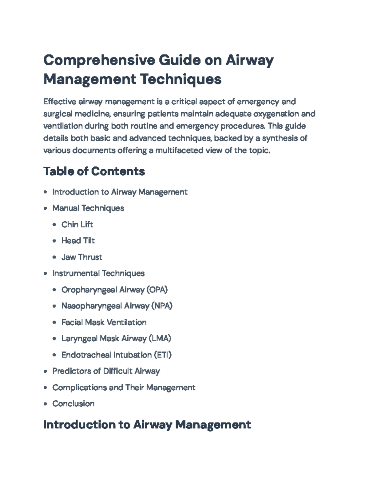 Comprehensive Techniques for Airway Management in Emergency Medicine ...