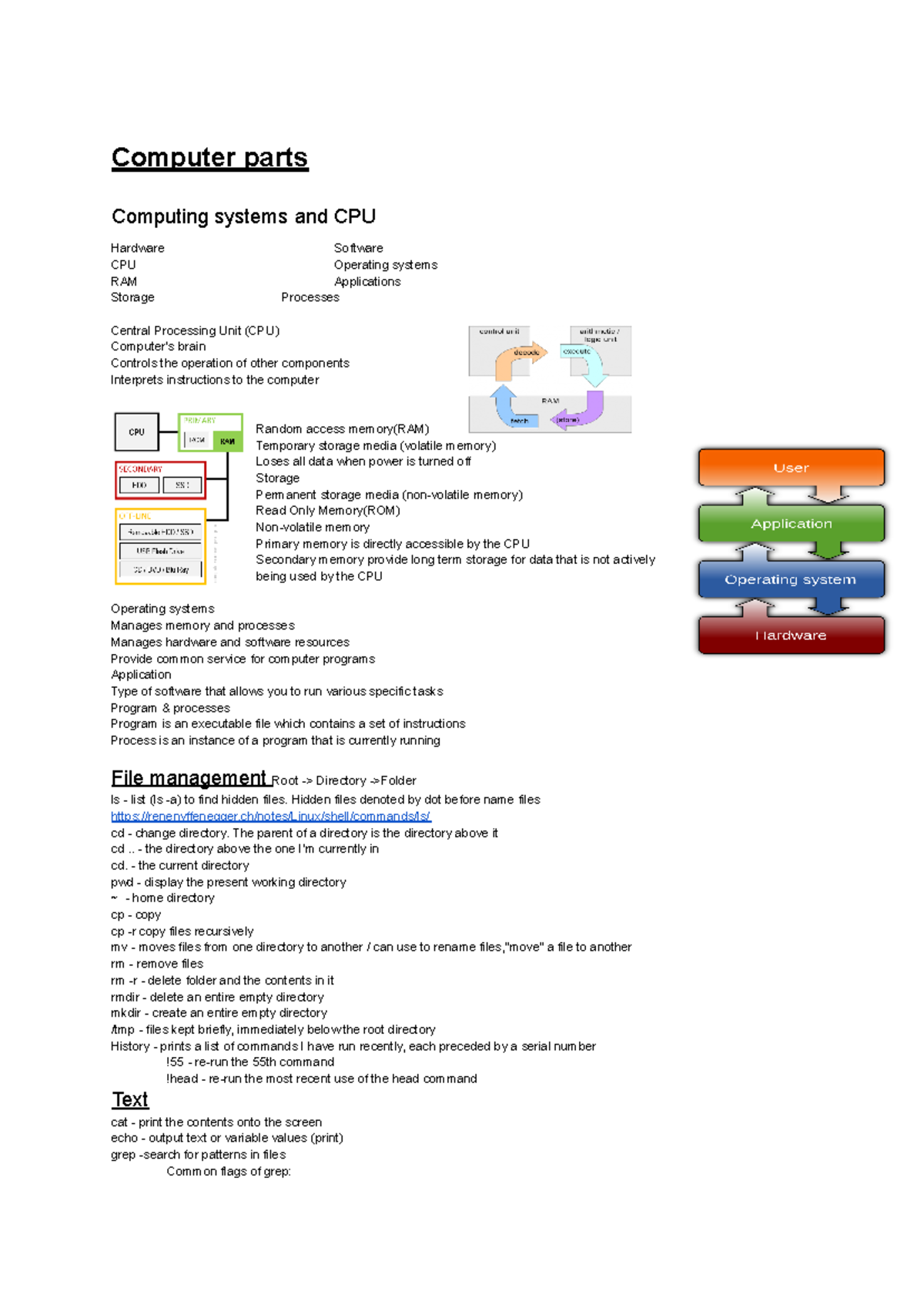 IS114 Cheat Sheet quiz 1 - Computer parts Computing systems and CPU ...