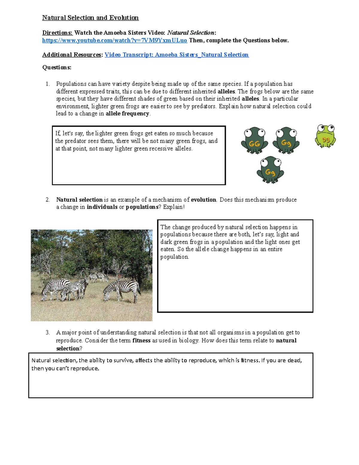 Amoeba Sisters Natural Selection Activity: Insights by Rahul Kumar ...