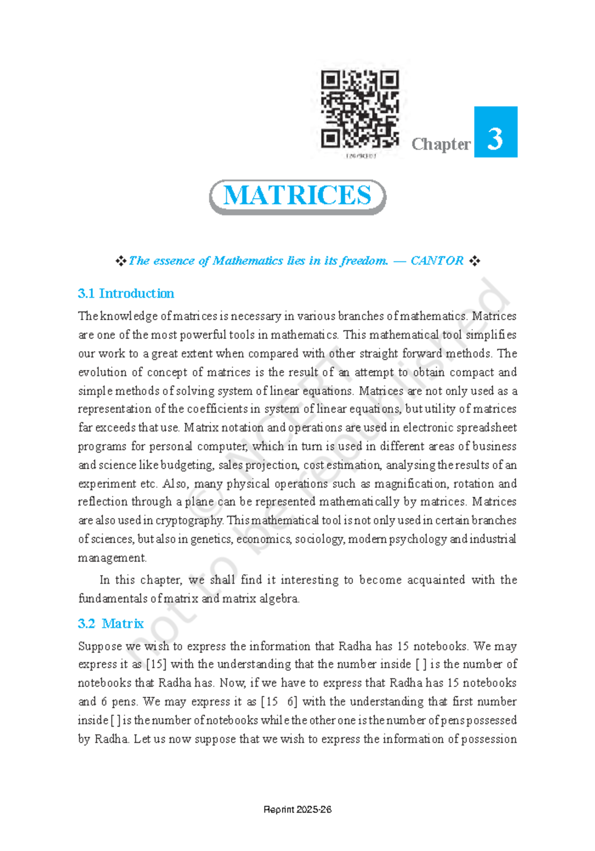 34 MATHEMATICS Chapter 3: Understanding MATRICES and Their Applications - Studocu