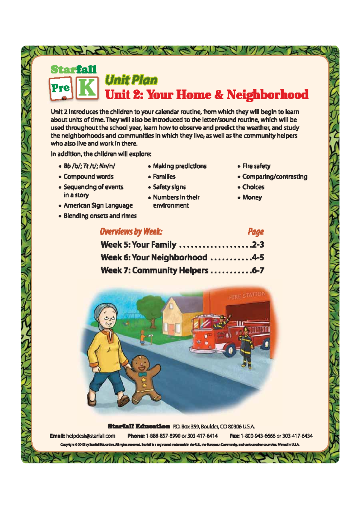 Starfall Pre-K Unit Plan: Unit 2 - Your Home & Neighborhood Activities ...