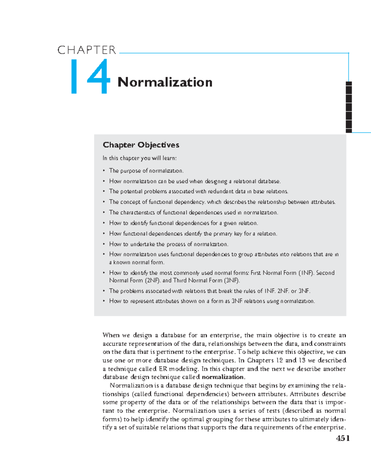 Chapter 14 Normalization - CHAPTER 14 Normalization Chapter Objectives ...