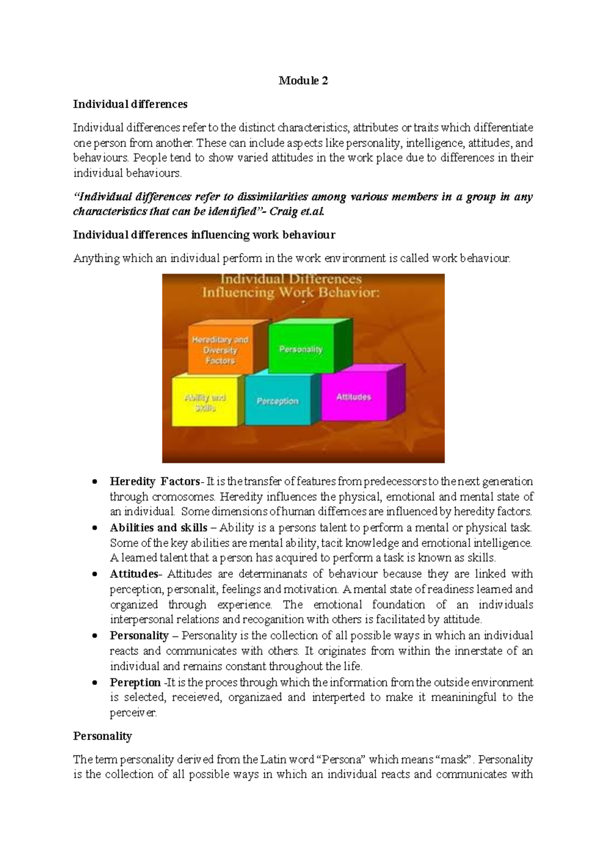 OB Module 2-1: Individual Differences and Work Behavior Insights - Studocu