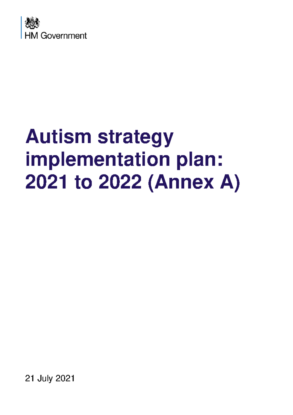 Autism Strategy Implementation Plan 2021-2022: Annex A Overview - Studocu