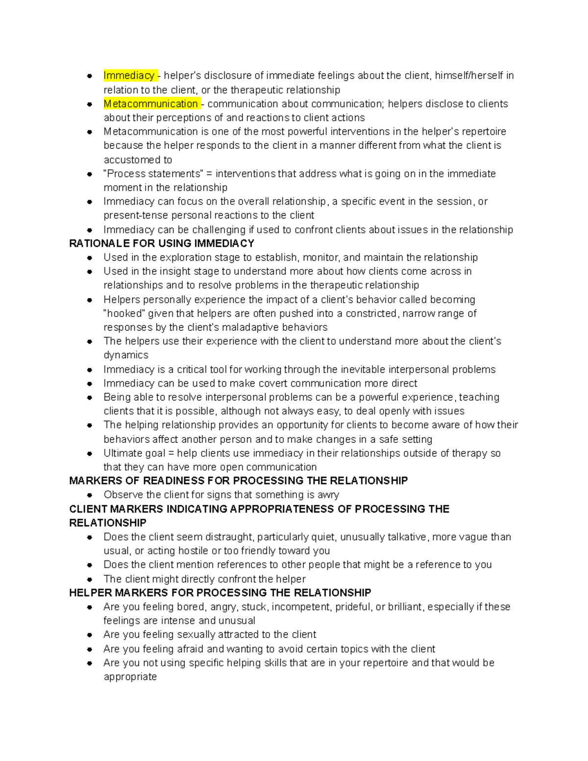 Exploring Counseling Immediacy: Key Concepts and Guidelines - Studocu
