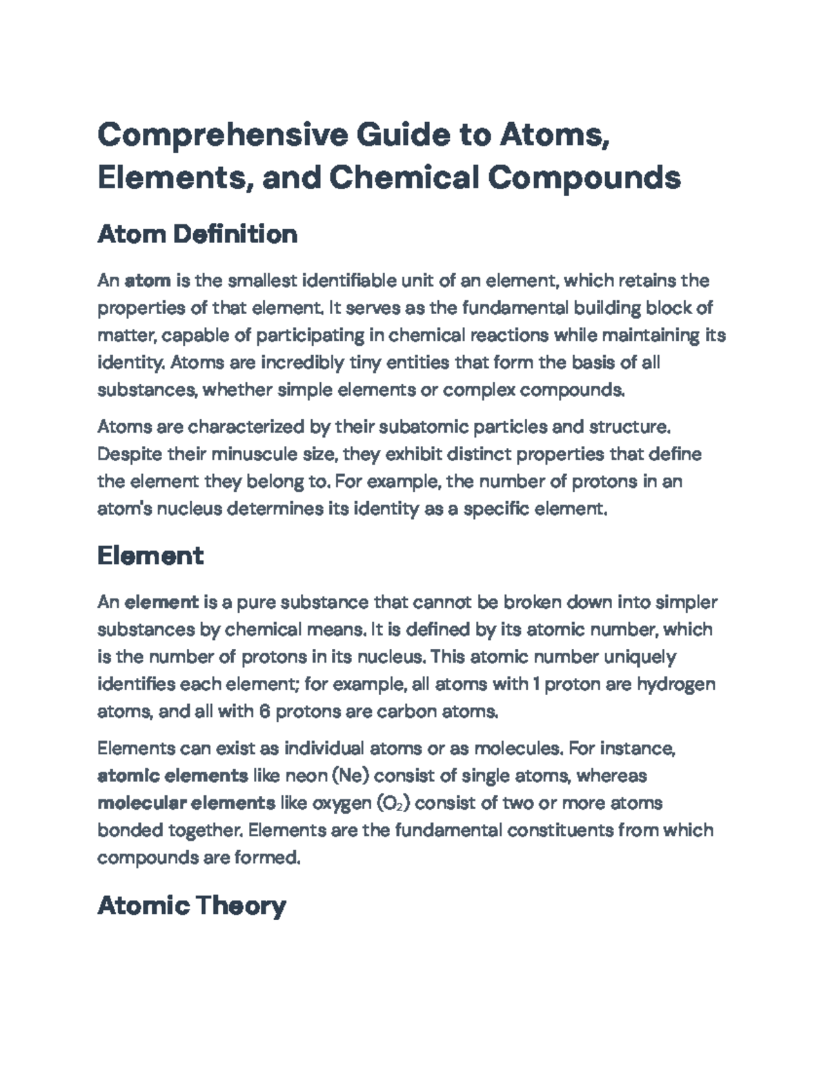Comprehensive Guide to Atomic Structure & Chemical Compounds - Studocu