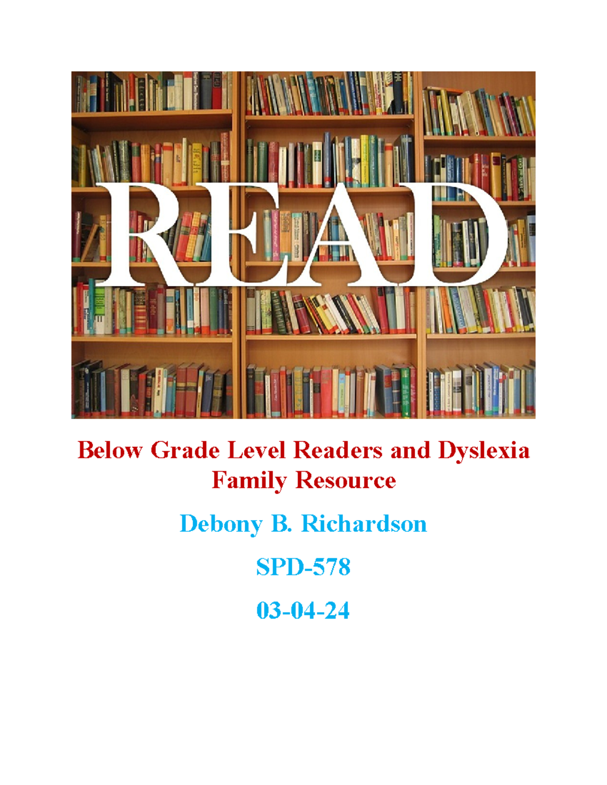 SPD-03-04 Family Resource for Supporting Below Grade Level Readers and ...