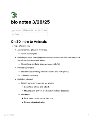 Bio Notes on Animal Anatomy and Feeding Strategies - Ch 30 Notes - 🐊 ...