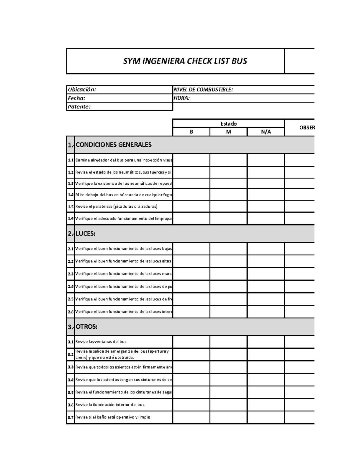 Check LIST - Minibus Inspection Checklist (SYM 2023) - Studocu