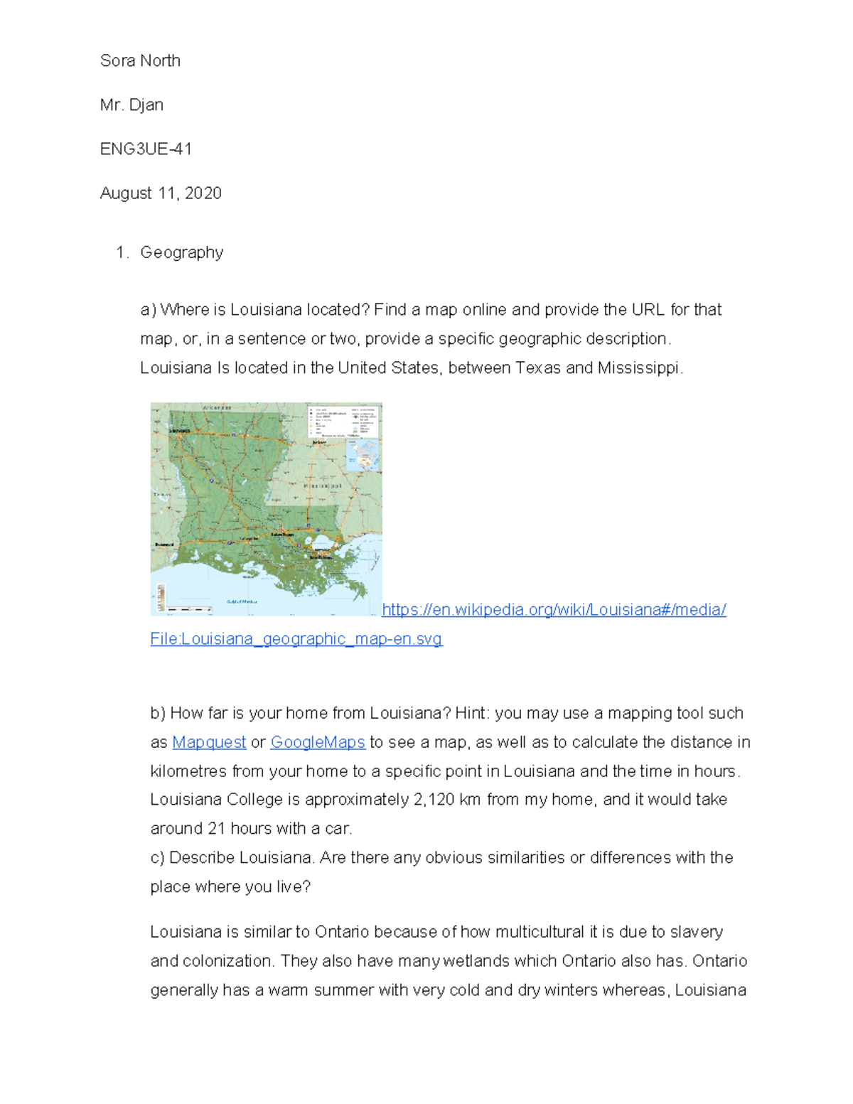 Geography+Of+Louisiana+ - Mr. Djan ENG3UE- August 11, 2020 1. Geography ...