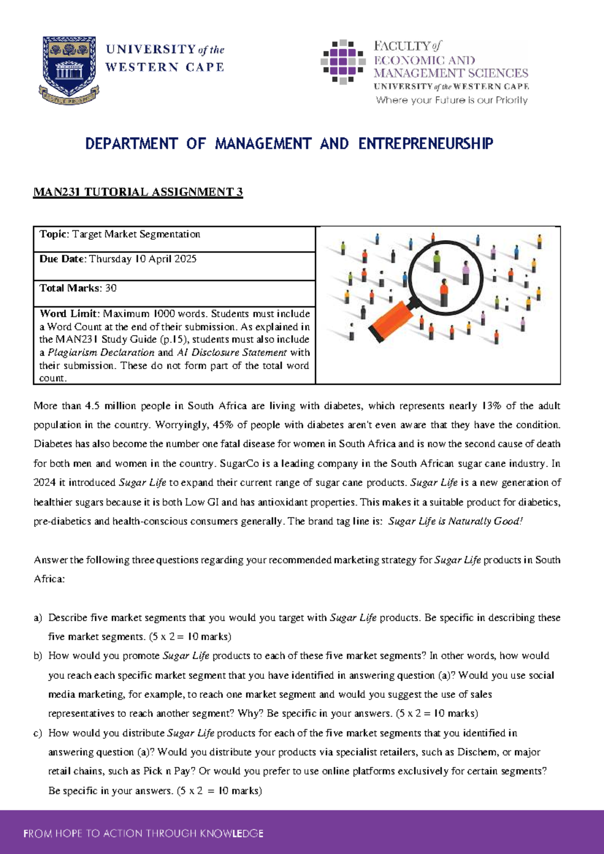 MAN231 Tutorial Assignment 3: Target Market Segmentation Analysis - Studocu