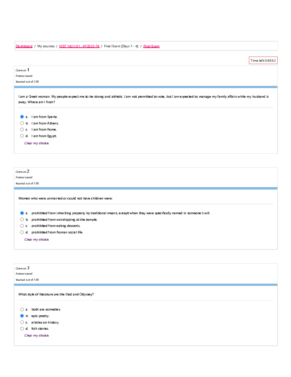 Greek and Roman Civilization HIST 1421-01 Final Exam Review Guide - Studocu