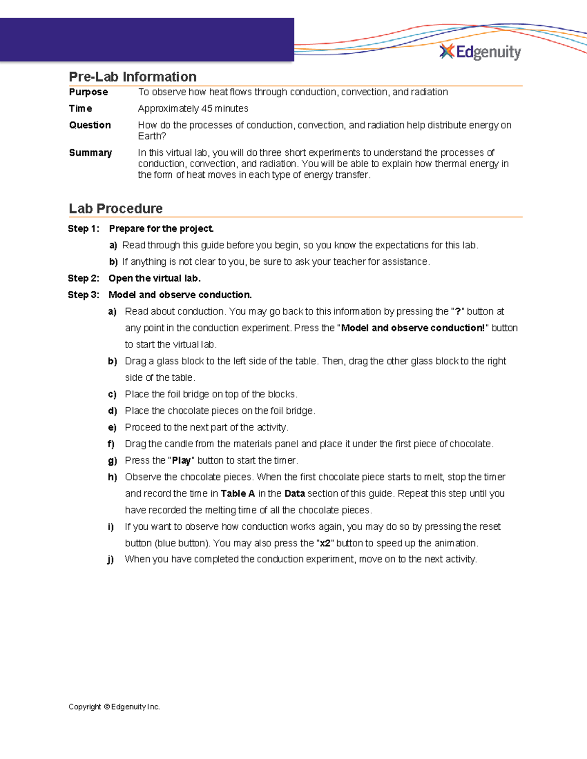 Lab Guide: Energy Transfer in Conduction, Convection, & Radiation - Studocu