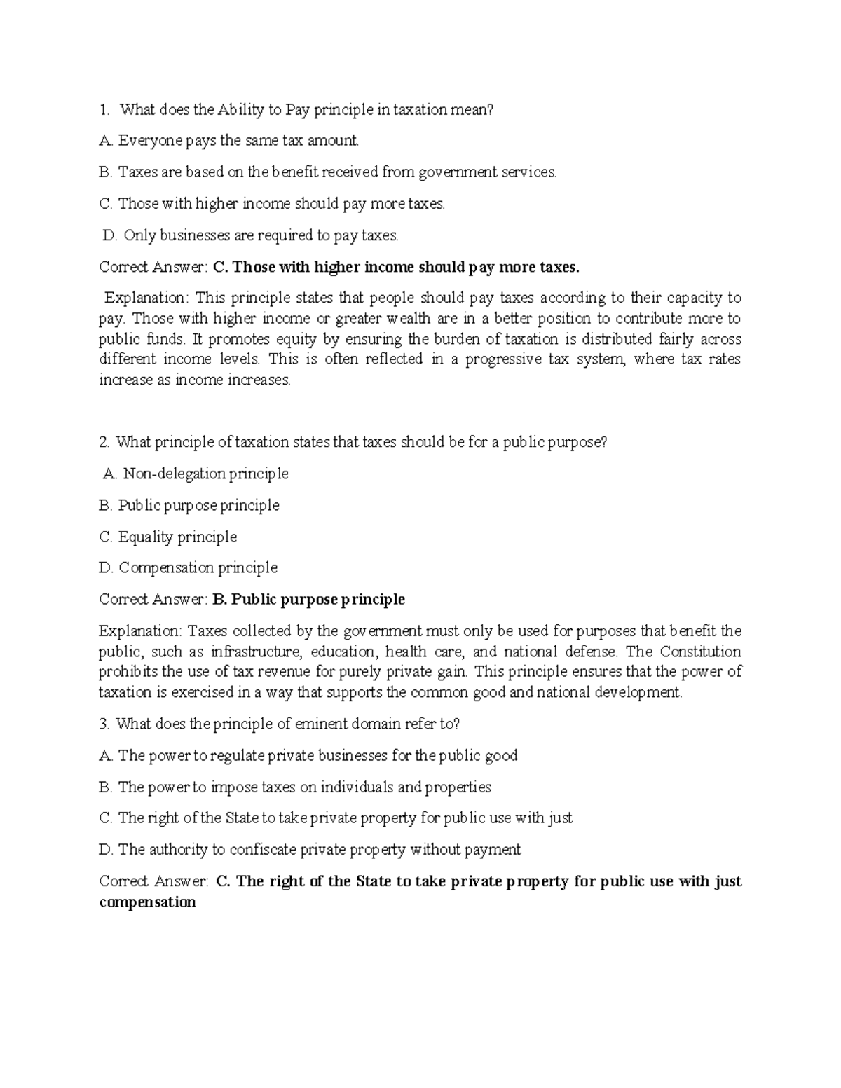 Taxation Principles Q&A: Understanding Key Concepts and Terms - Studocu