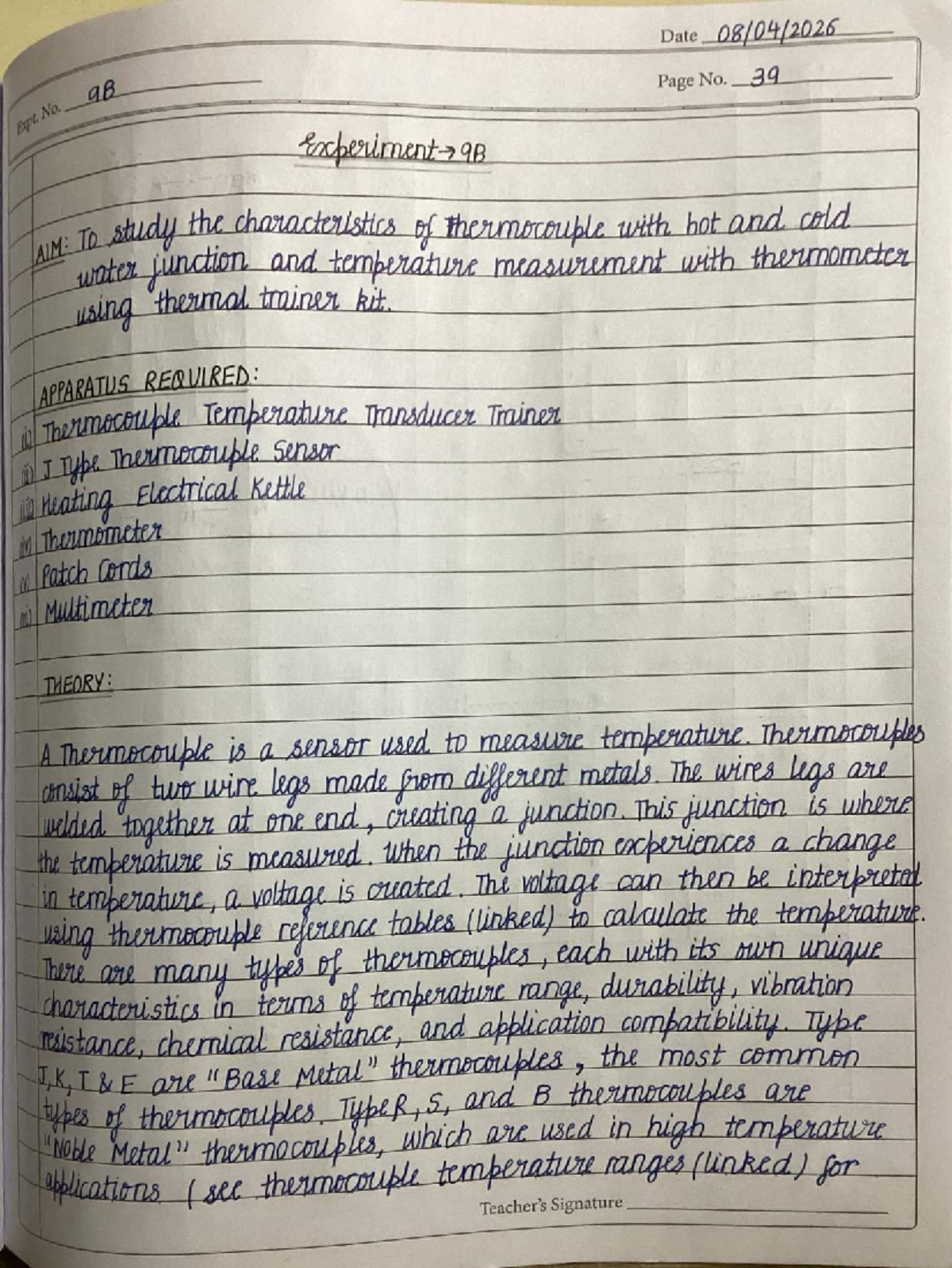 9B Mecha - Engineering Assignment: Thermocouple Characteristics ...