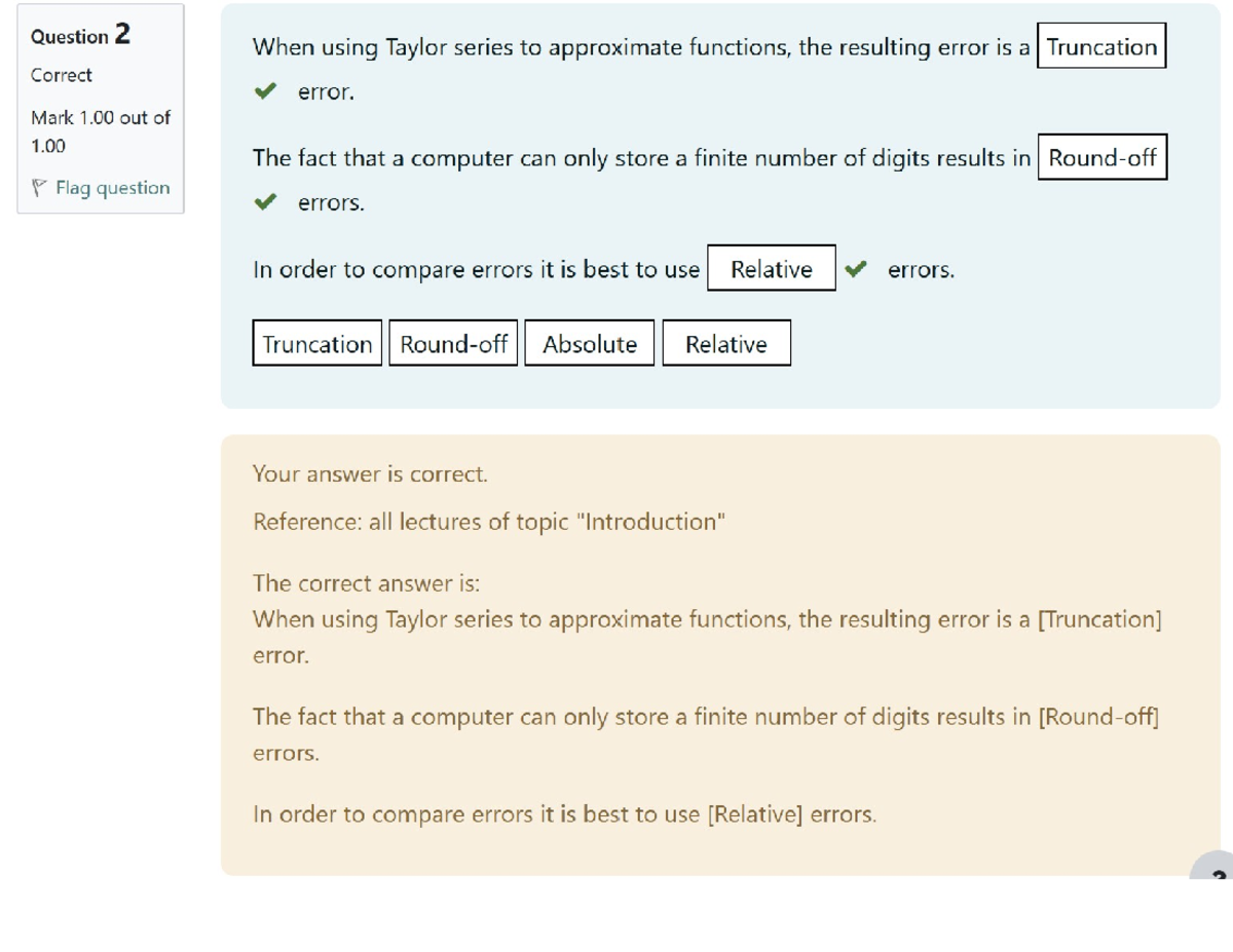 Assignment 1 - Introduction to Taylor Series Errors - Studocu
