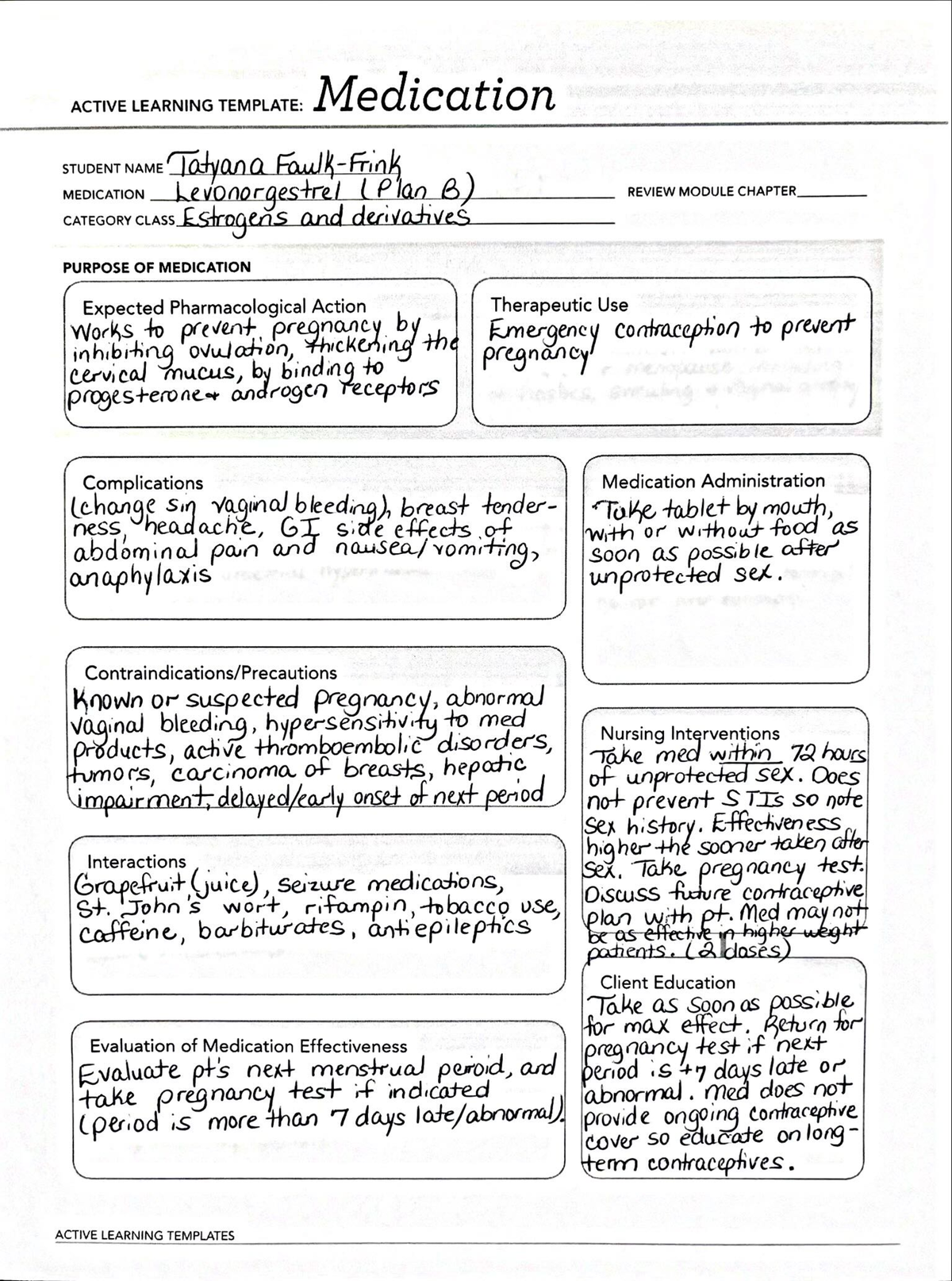 ACTIVE LEARNING TEMPLATE: Medications for Contraception & Hormonal ...