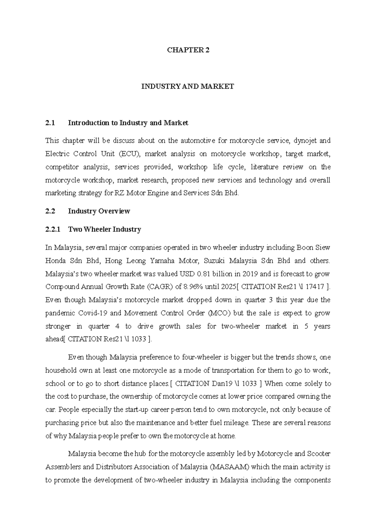 Chapter 2-1 business plan - CHAPTER 2 INDUSTRY AND MARKET 2 ...