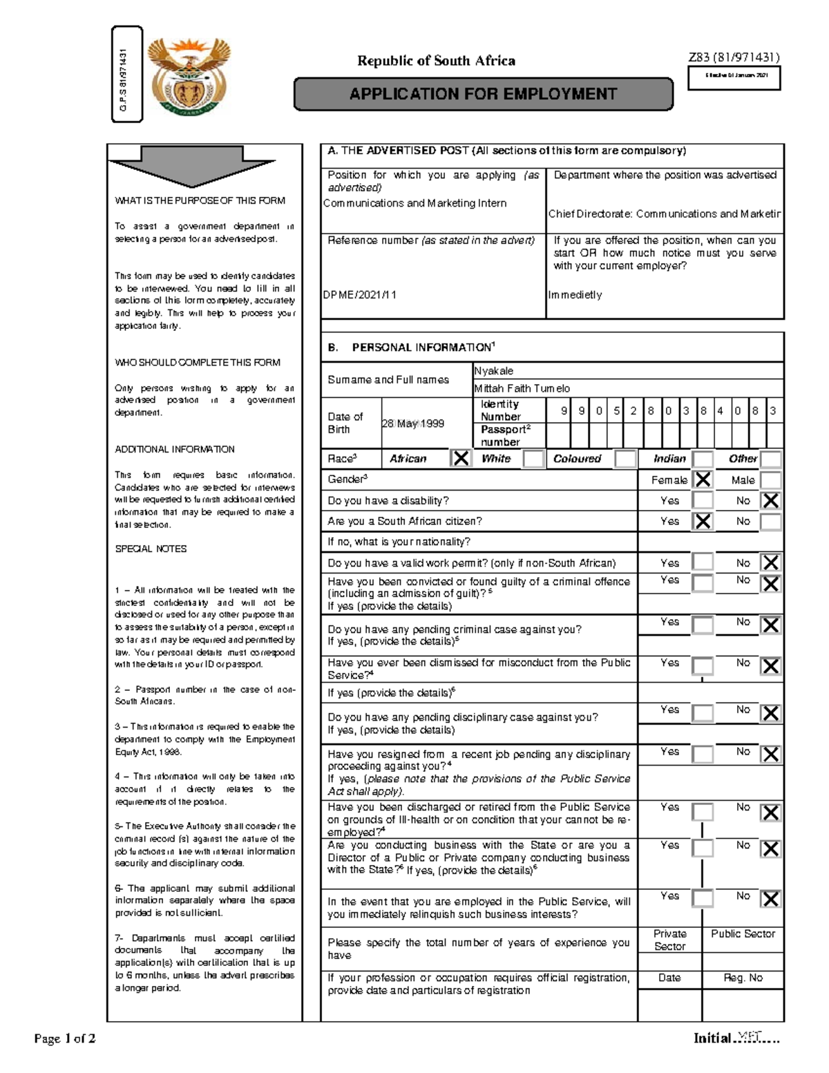 Editable Approved New Z83 form Gazetted 6 Nov 2020 - Z83 (81/971431 ...