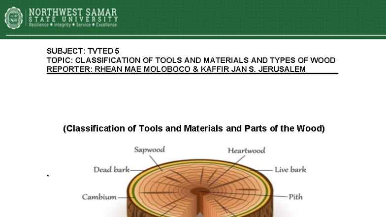 TVTED 5: Classification of Tools, Materials, and Wood Types Report ...