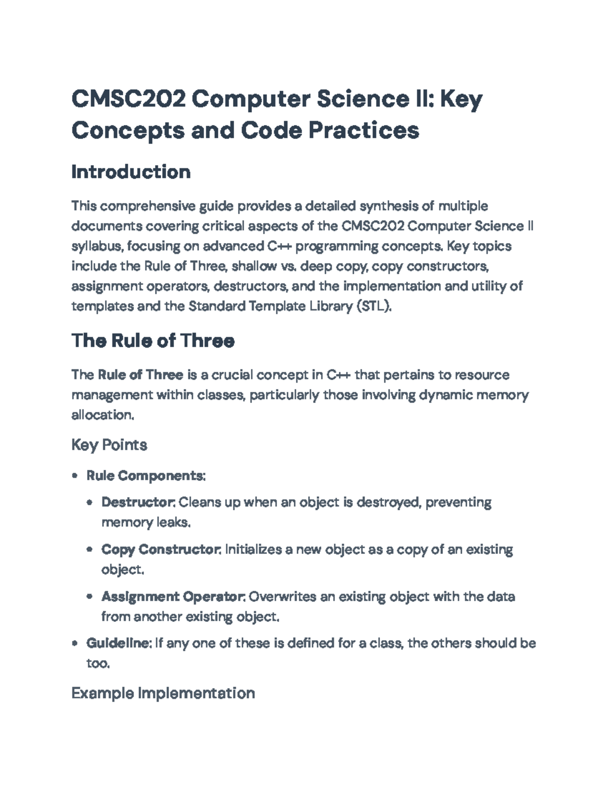 CMSC202 Final Exam Study Guide: Advanced C++ Concepts & STL - Studocu