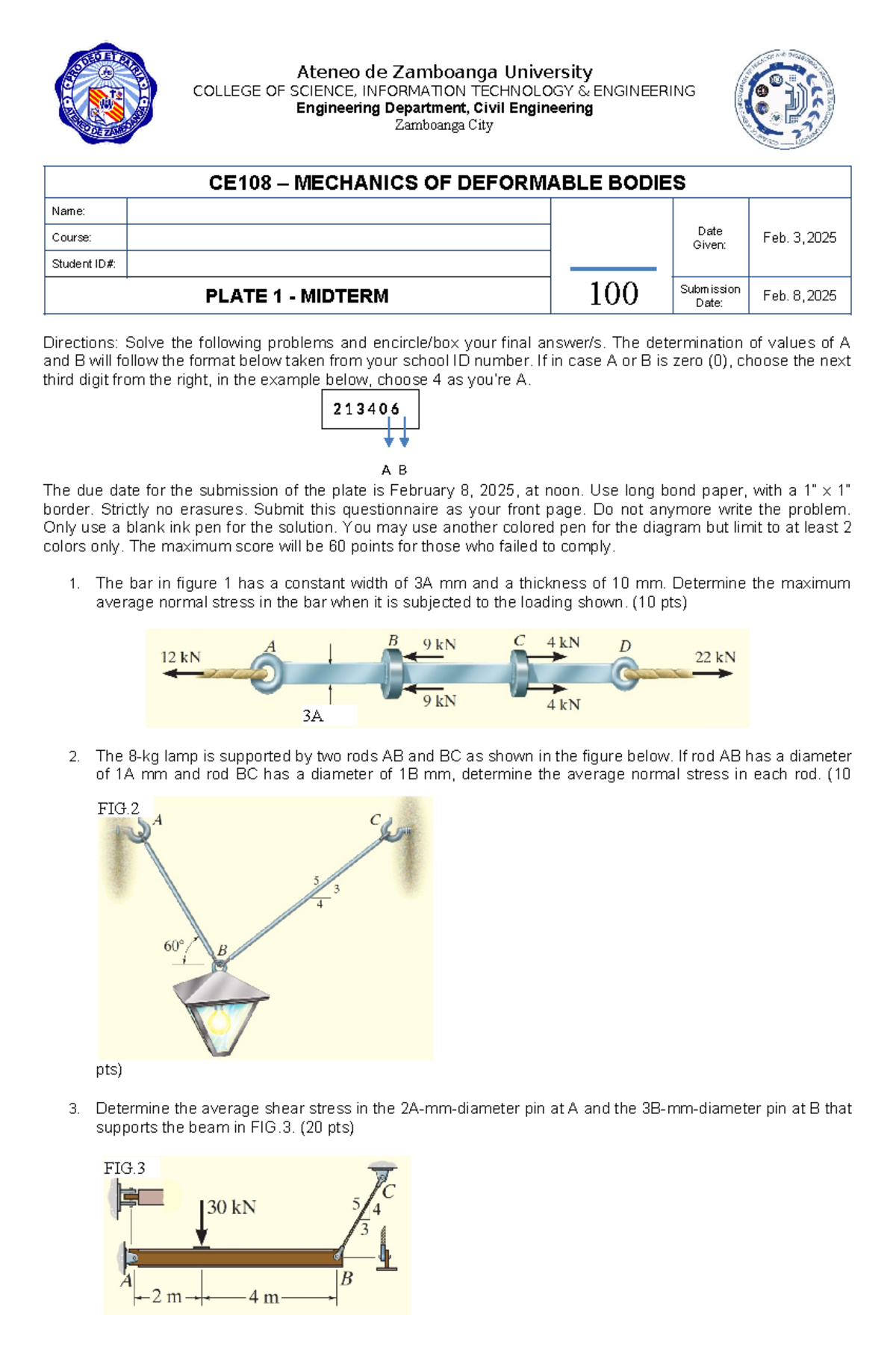 CE108- Plate-1 - Ateneo de Zamboanga University COLLEGE OF SCIENCE ...