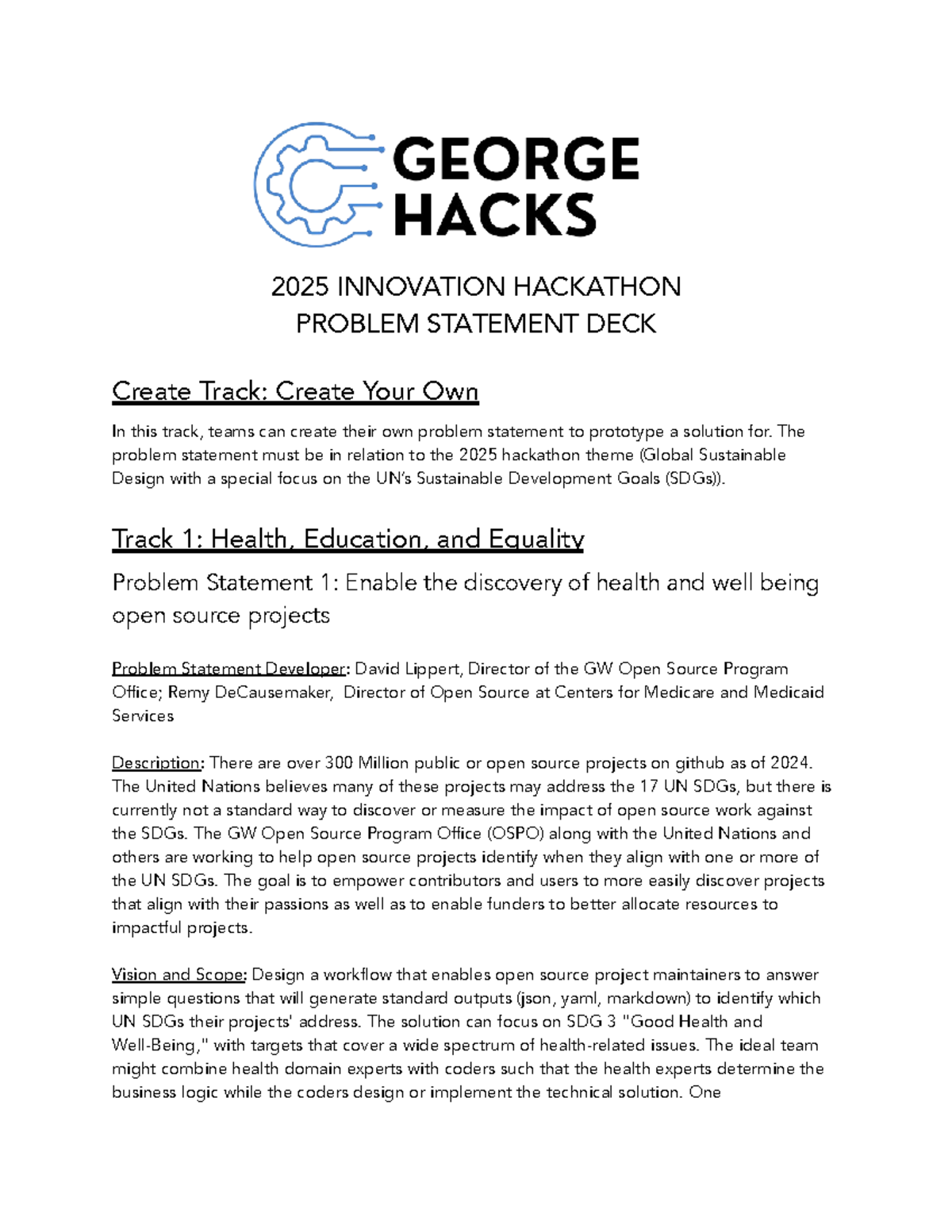 GH 2025 Innovation Hackathon: Tracks & Problem Statements Overview ...