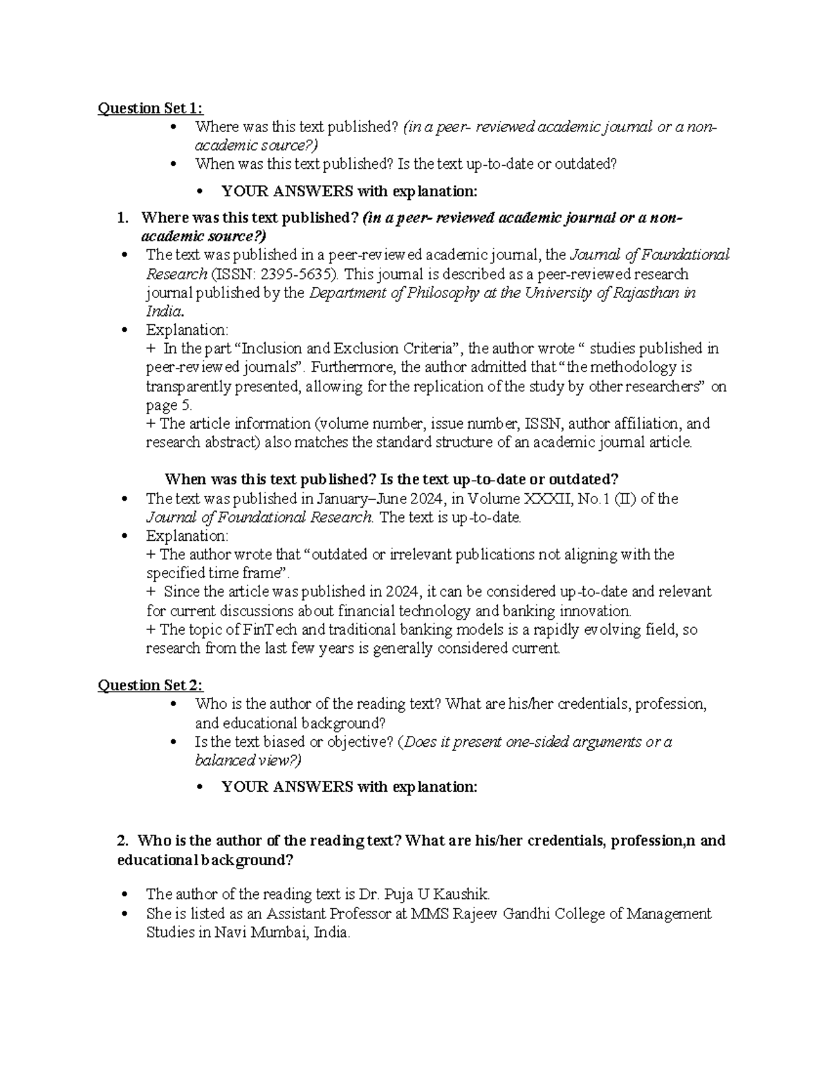 Critical Reading Q&A: Analysis of FinTech Impact (Course Code: 5) - Studocu