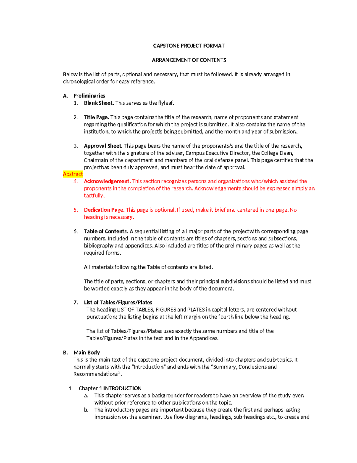 Capstone Project Format Guidelines for Submission and Structure - Studocu