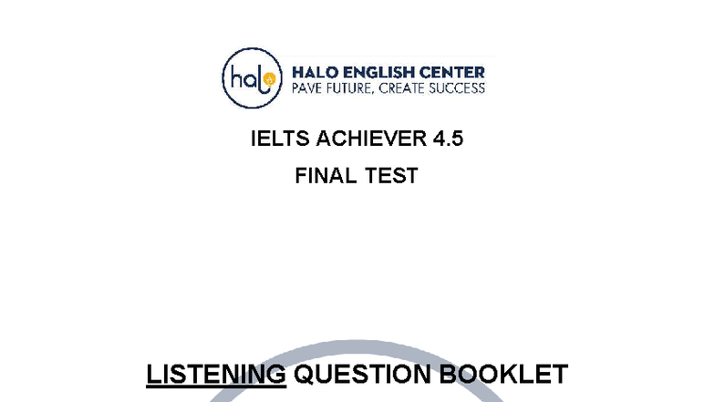 IELTS 4.5 Final Test Listening Question Booklet - Studocu