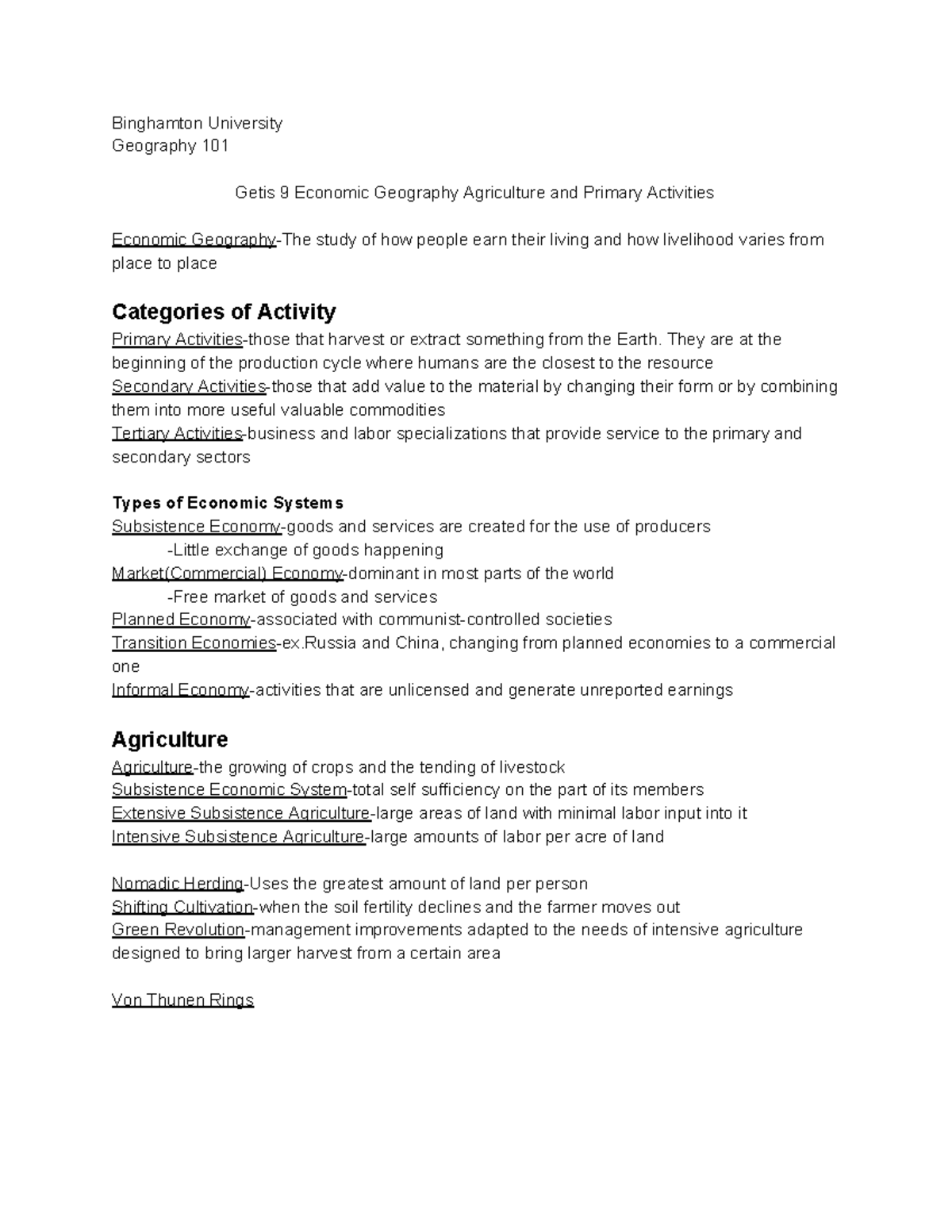 Getis 9 Economic Geography, Agriculture and Primary Activities ...