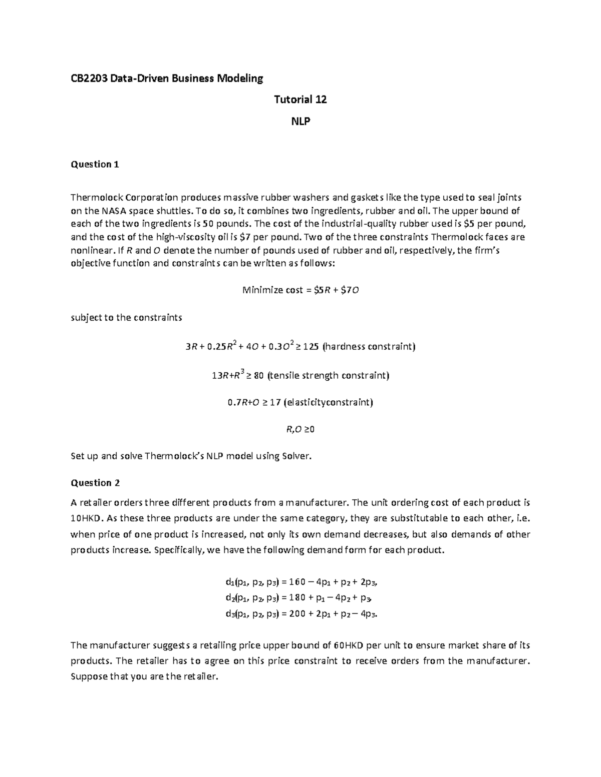 Tutorial 12: NLP in Data-Driven Business Modeling - CB2203 - Studocu