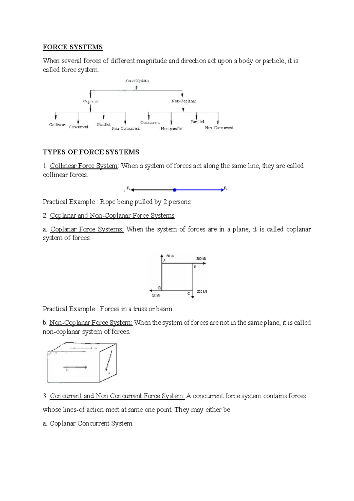 2. Force Systems - Notes on Types and Examples - Studocu