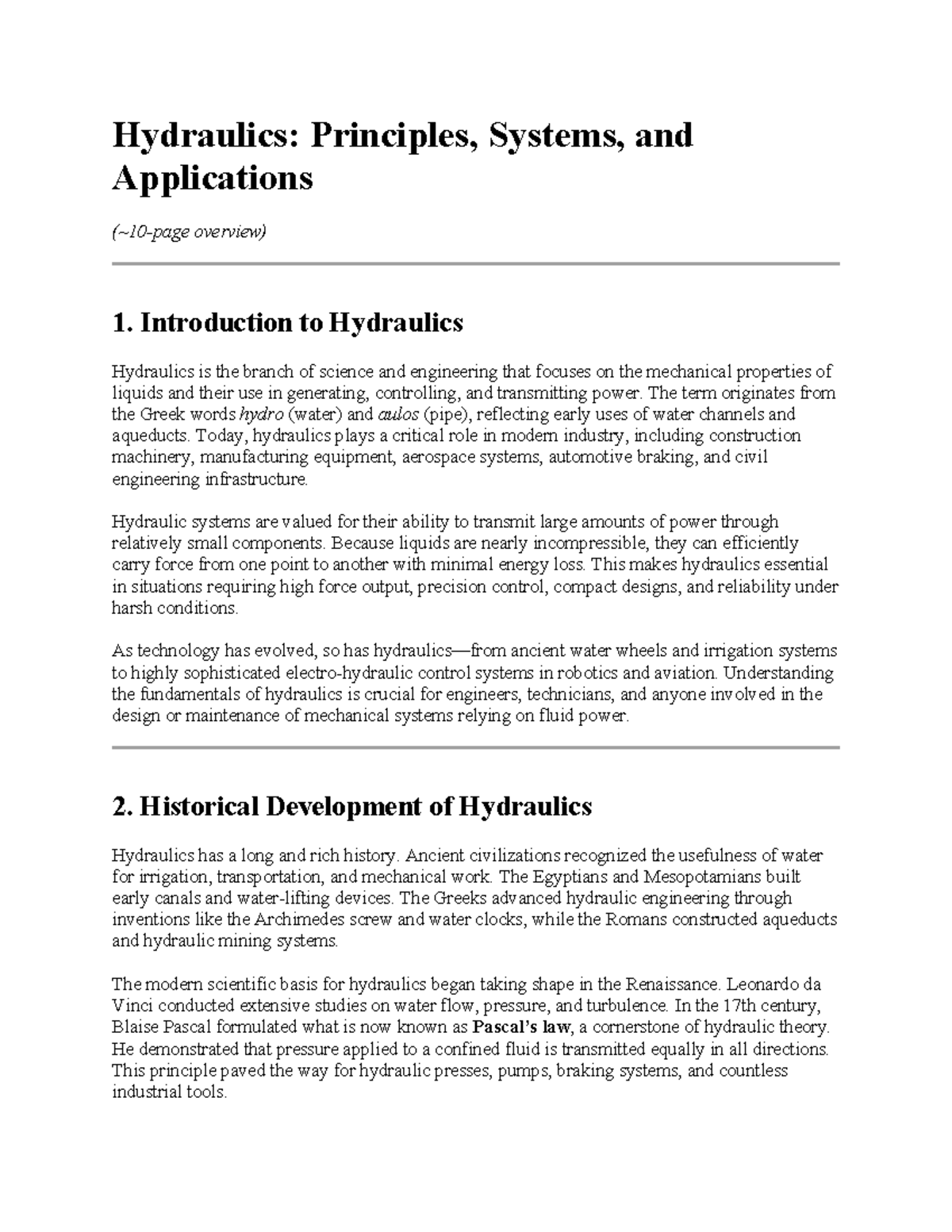 Hydraulics: Principles, Systems, and Applications Overview (ENG 101 ...