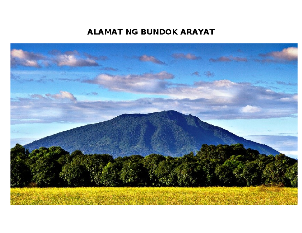 Alamat NG Bundok Arayat - Pagtuturo ng Filipino sa Elementarya - ALAMAT ...