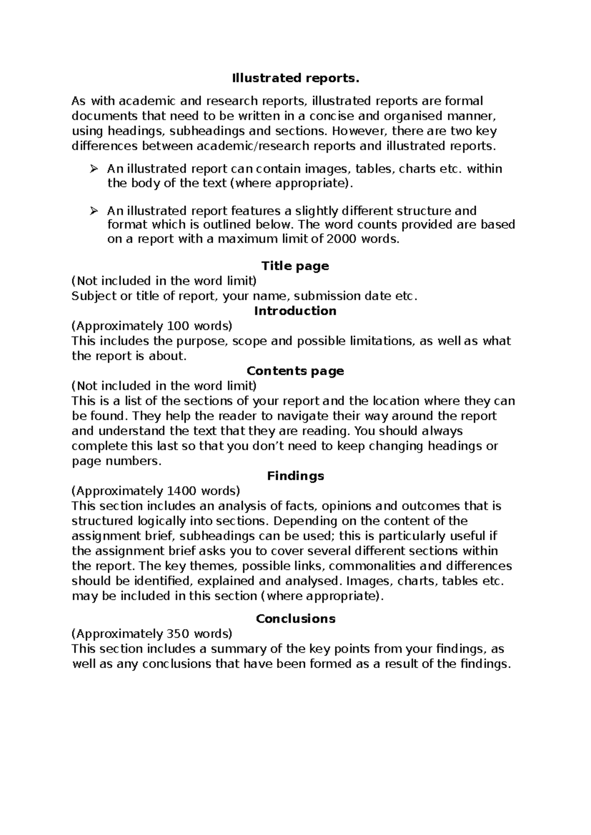 Illustrated Report Guidelines and Structure for Academic Writing - Studocu