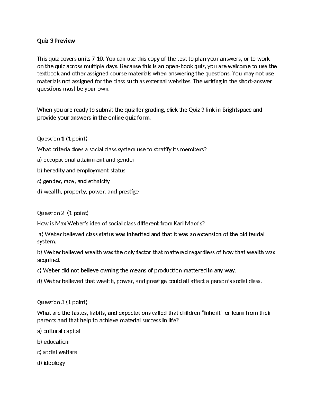 Quiz 3 Preview: Key Concepts from Units 7-10 - Studocu
