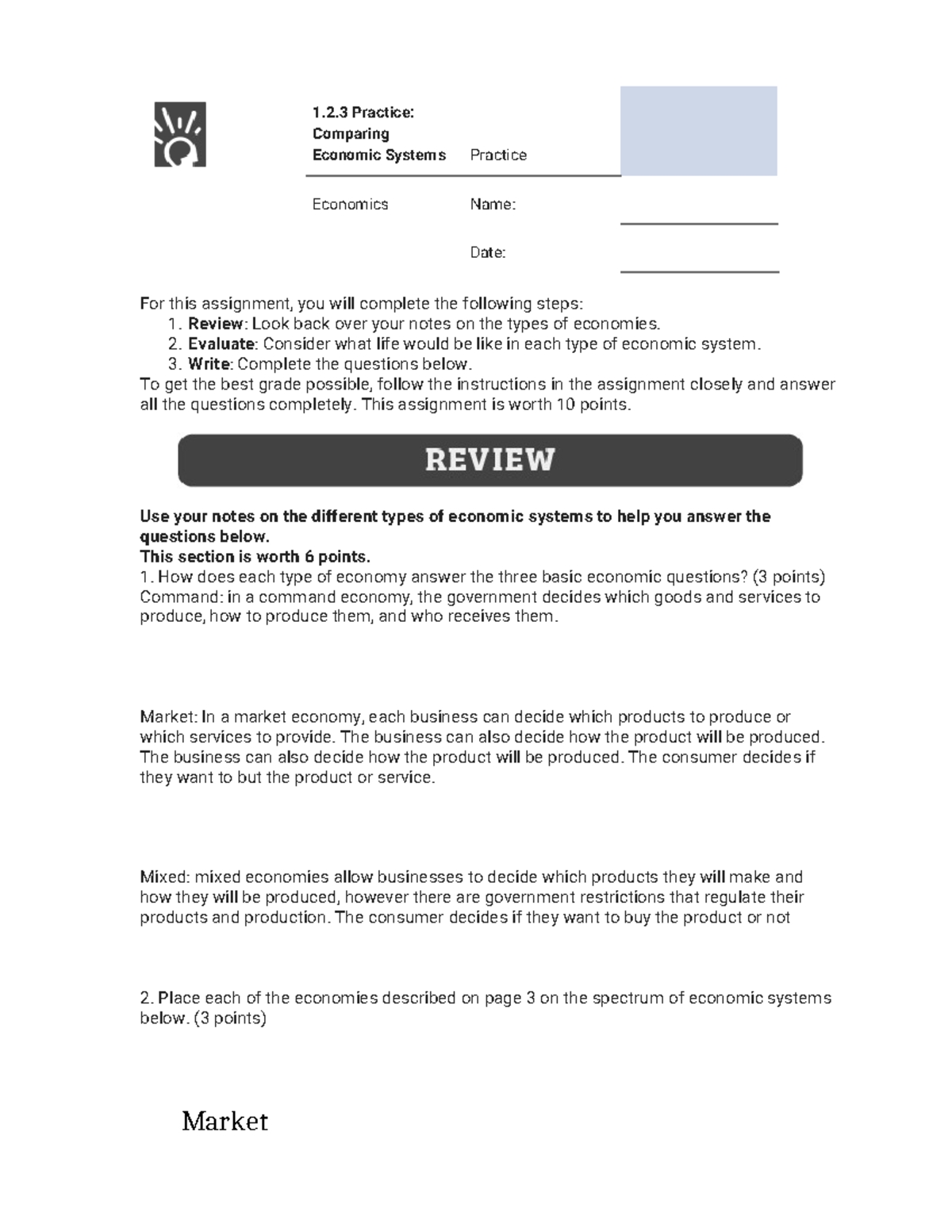 1.2.3 Practice: Evaluating Economic Systems in Economics - Studocu