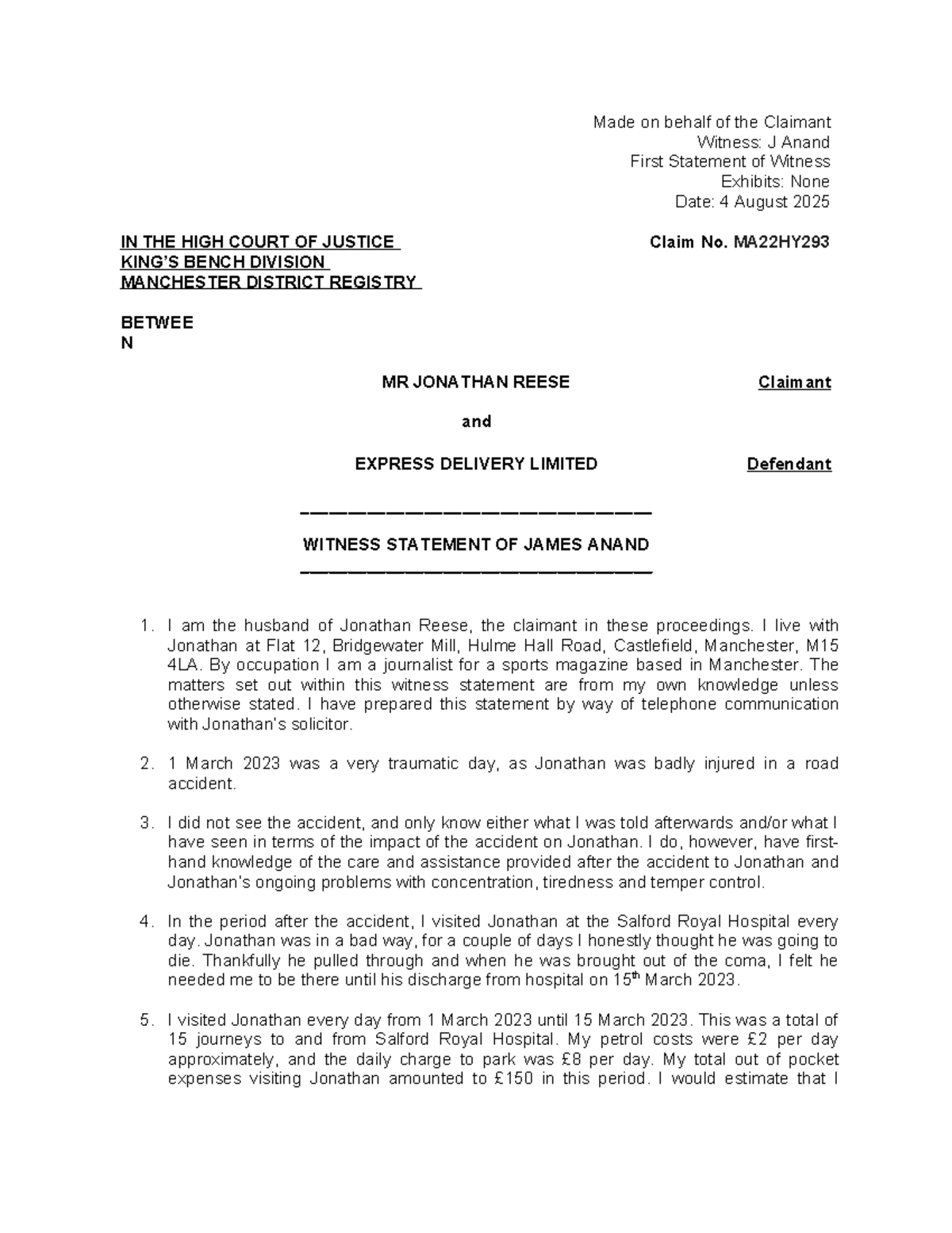 BTC1 WS4 Witness Statement of James Anand for Claimant Jonathan Reese ...