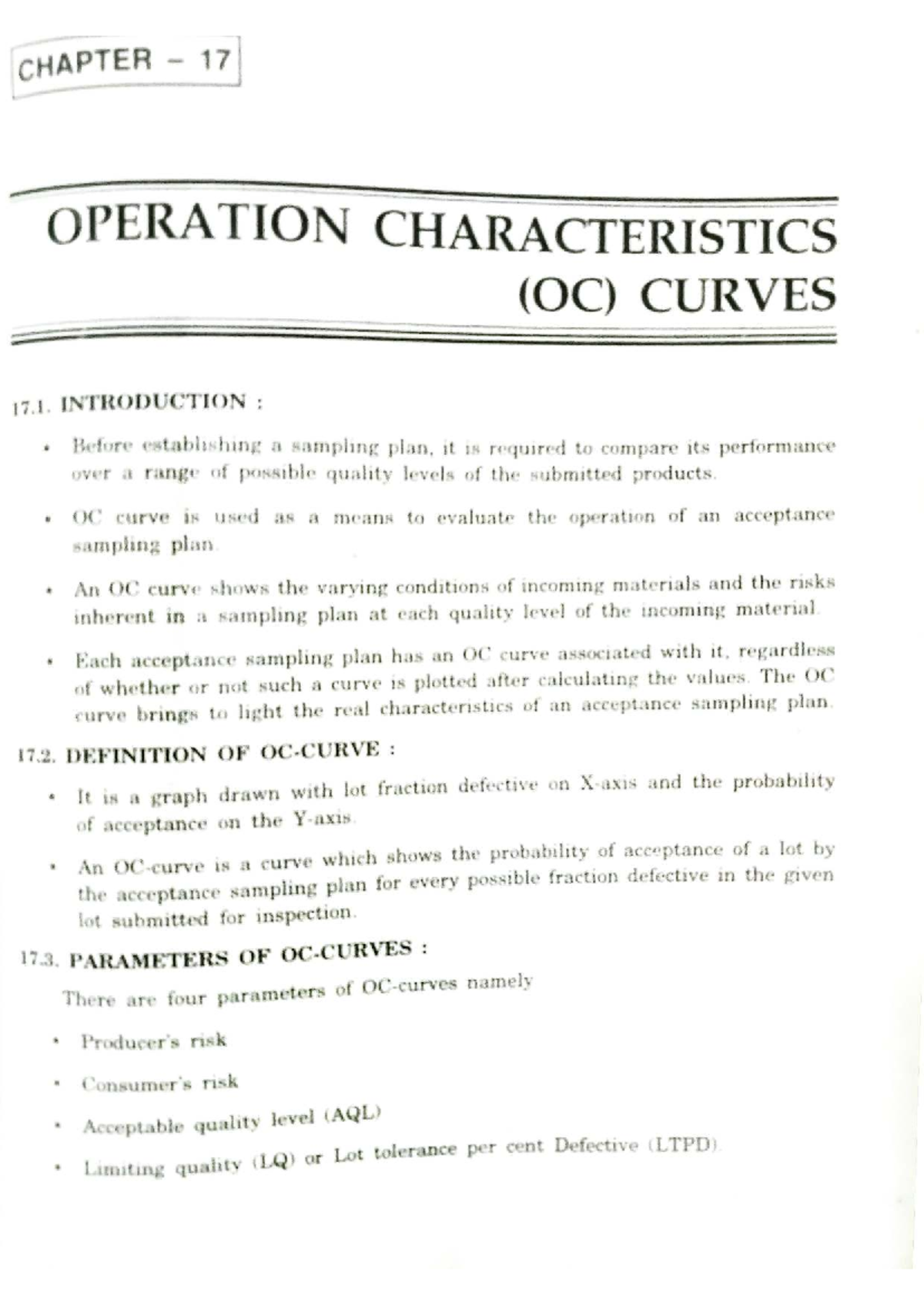 CHAPTER 17 OC CURVES: OPERATION CHARACTERISTICS & PARAMETERS - Studocu