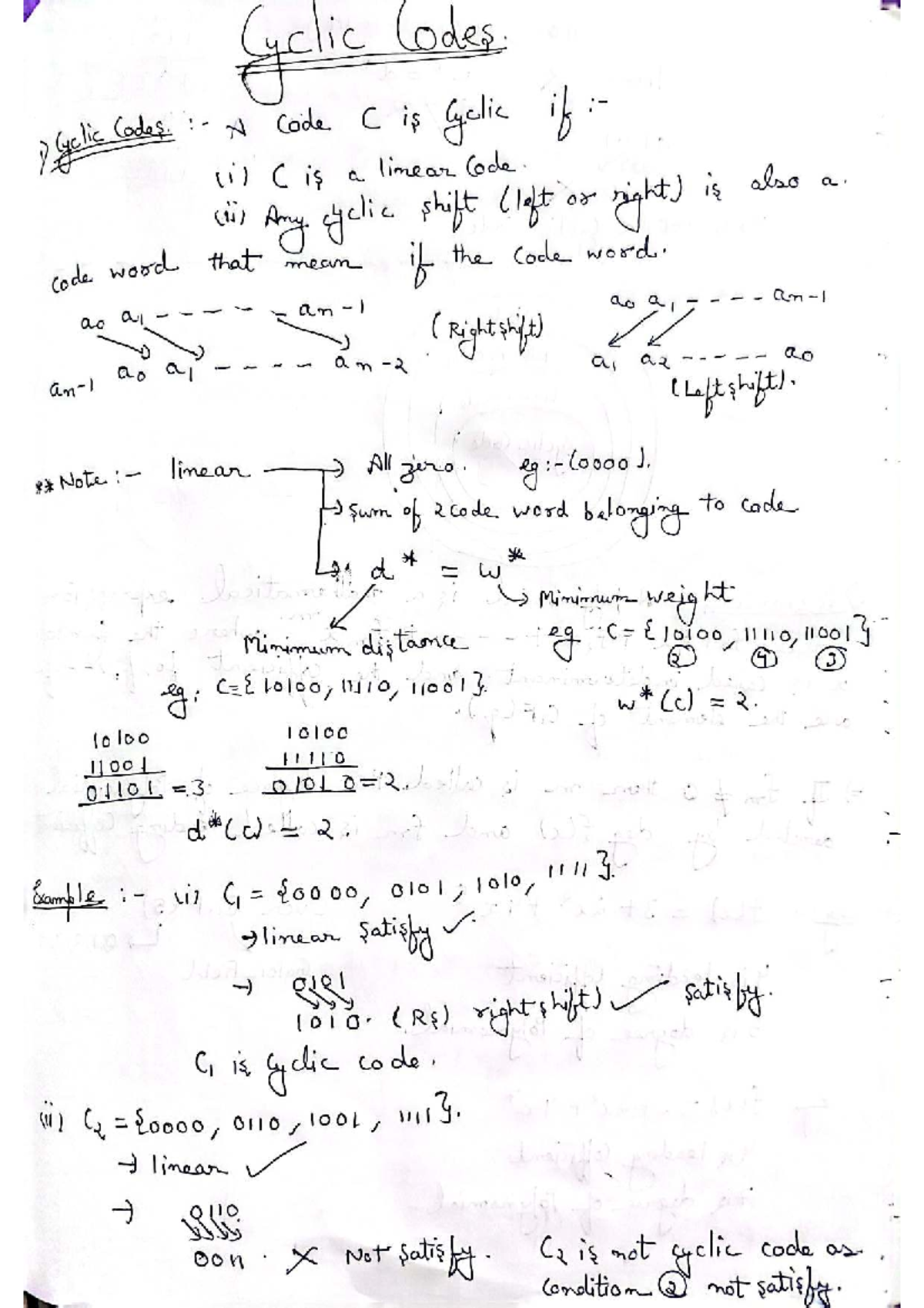 Cyclic Codes: Detailed Notes for ITC Course After Mid-Sem Exam - Studocu