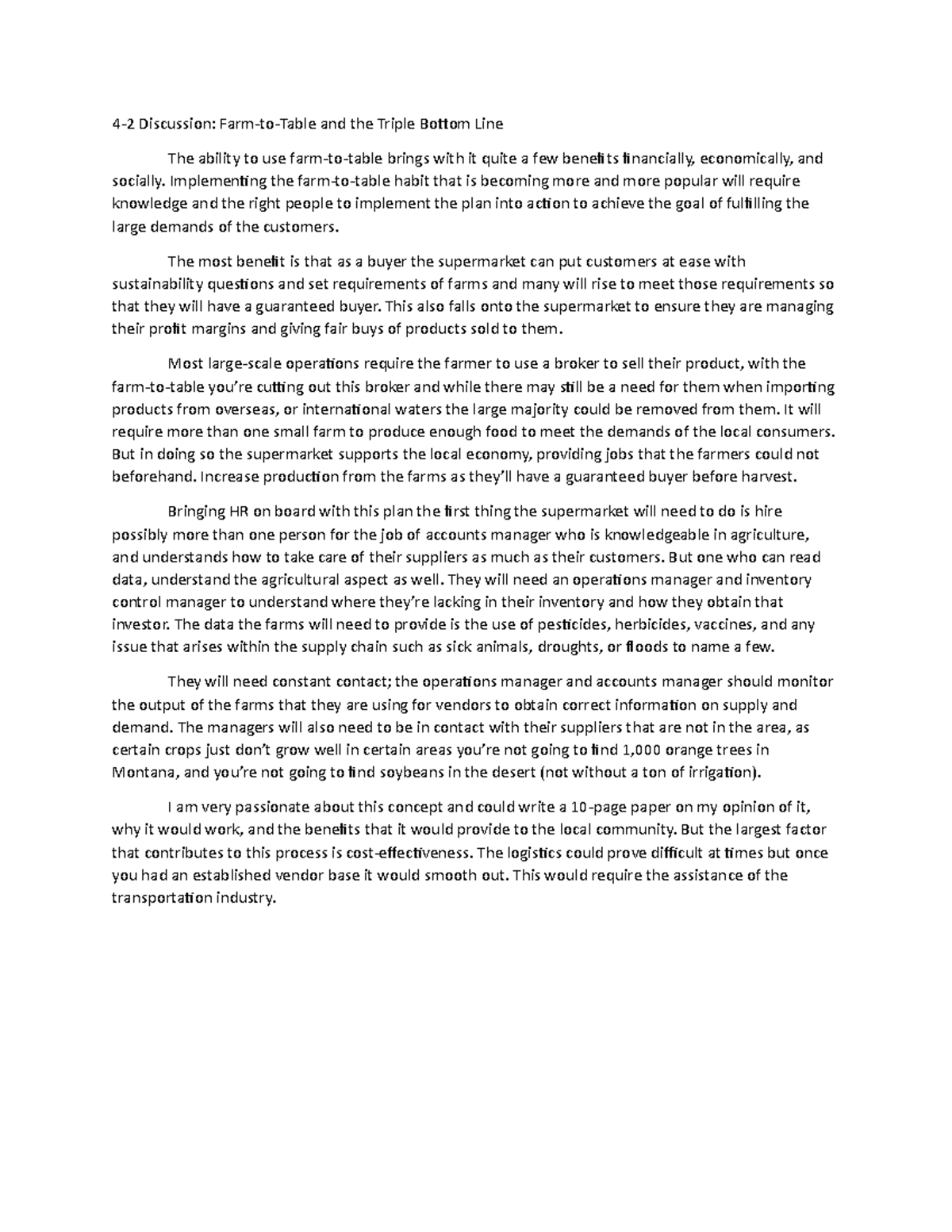 QSO-321 4-2 Discussion: Farm-to-Table & Triple Bottom Line Benefits ...