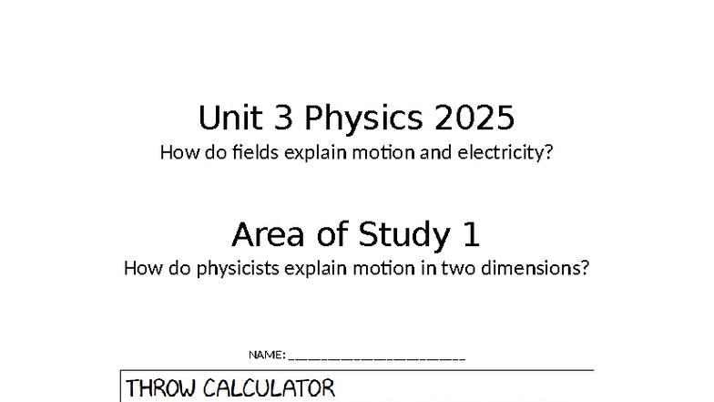 Unit 3 Physics 2025: Motion, Forces, and Acceleration Overview - Studocu