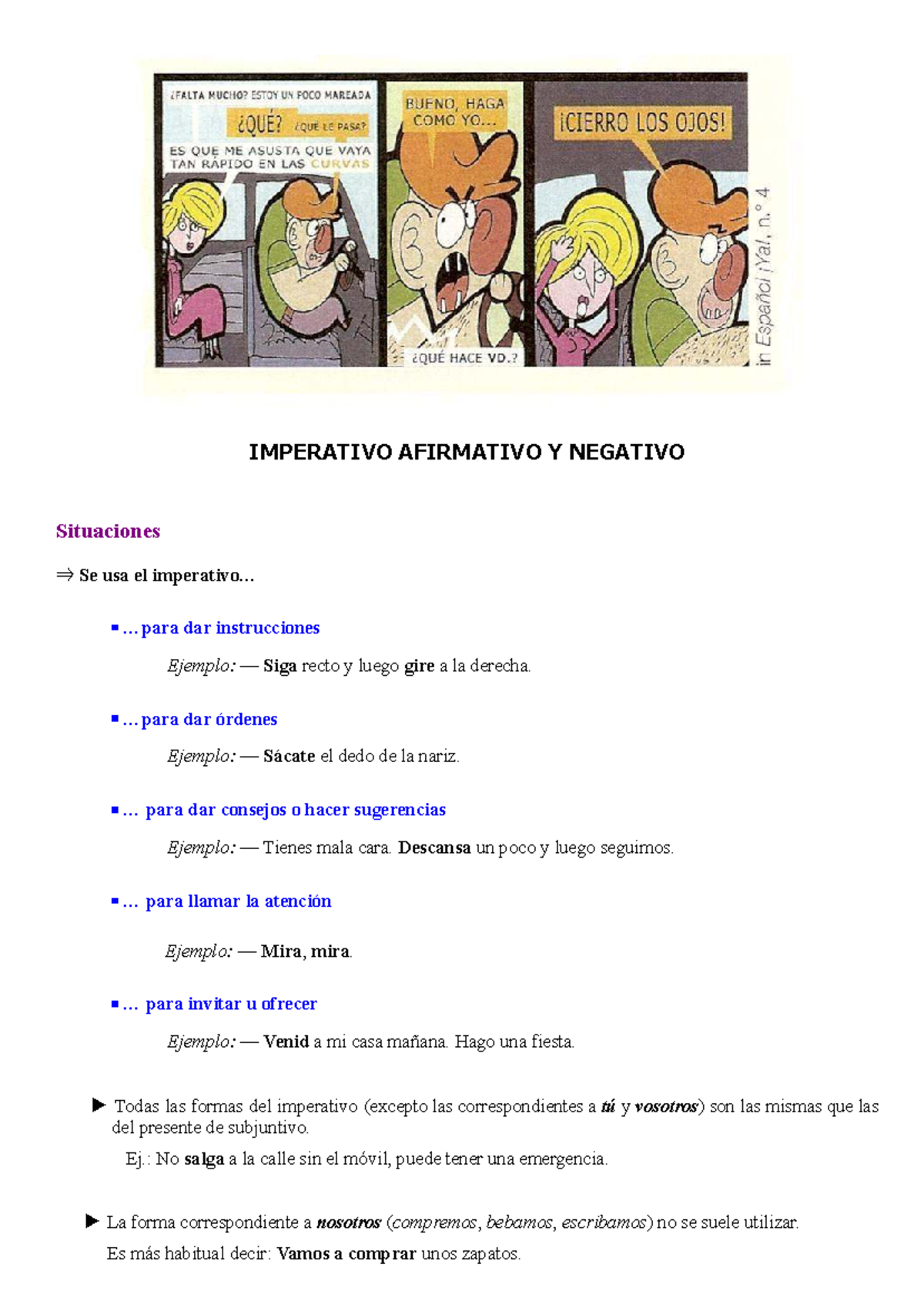 Imperativo Afirmativo y Negativo - 10ano - Studocu