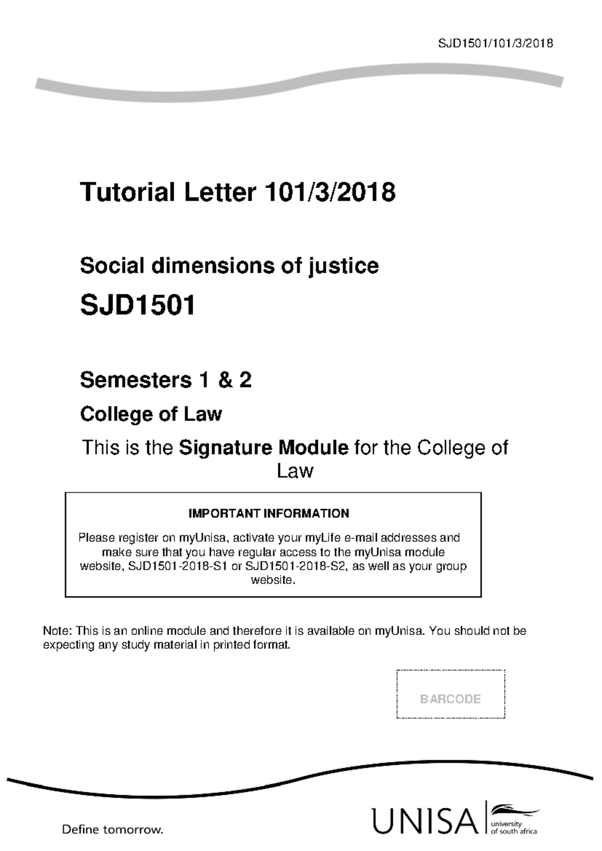 SJD1501 Social Dimensions of Justice Study Guide and Resources - Studocu