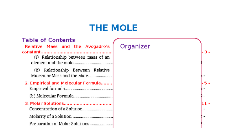 3.2 The Mole - REVISION Notes for CHEM 101 - Studocu