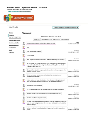 Shadow Health Focused Exam Schizophrenia - Eric Ford - Documentation ...