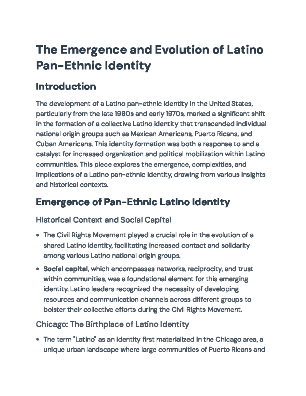 Emergence and Evolution of Latino Pan-Ethnic Identity (Course Code ...